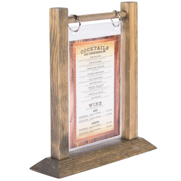 Menu Solutions WFT4S-A 4" x 6" Antiqued Wood Flip Top Table Tent with ...