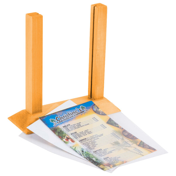 Menu Solutions WPF4S-B 5" x 7" Mandarin Wood Table Tent - 2/Pack