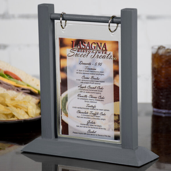 Menu Solutions WFT4S-A 4" x 6" Ash Wood Flip Top Table Tent - 2/Pack
