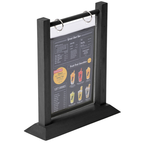 Menu Solutions WFT4S-B 5" x 7" Black Wood Flip Top Table Tent with ...