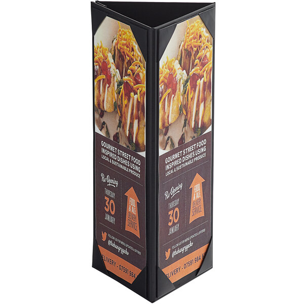 Menu Solutions TT31 4 1/4" x 11" Triple Panel Table Tent with Picture ...
