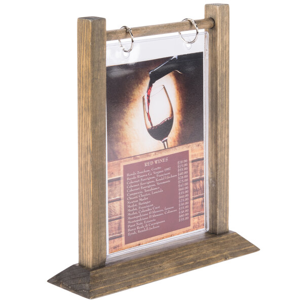 Menu Solutions WFT4S-B 5" x 7" Antiqued Wood Flip Top Table Tent with ...