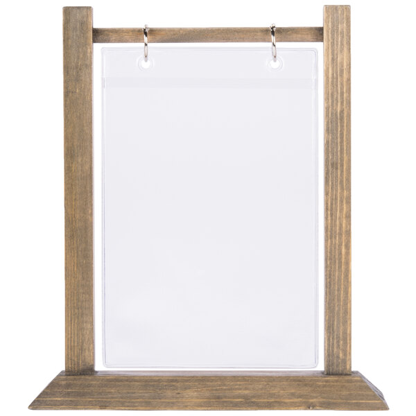 Menu Solutions WFT4S-B 5" x 7" Antiqued Wood Flip Top Table Tent with ...