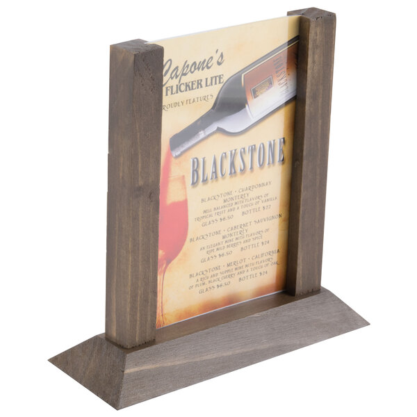 Menu Solutions WPF4S-A 4" x 6" Walnut Wood Table Tent - 2/Pack
