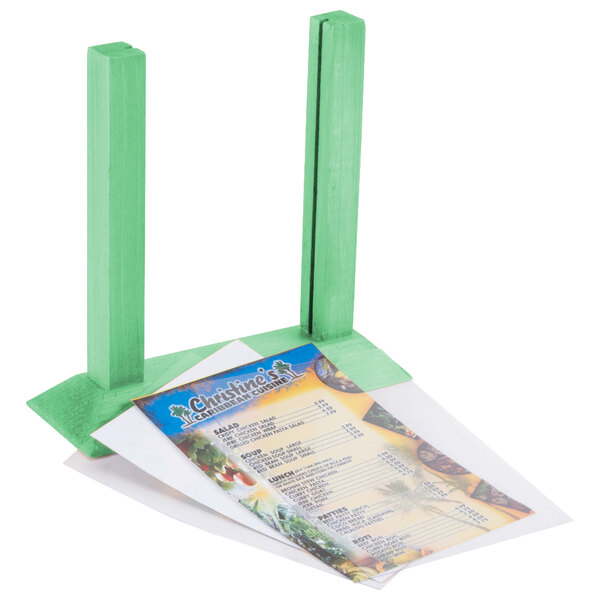 Menu Solutions WPF4S-A 4" x 6" Teal Wood Table Tent - 2/Pack