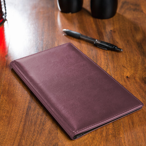 Tablecraft 5" x 9" Burgundy Vinyl Guest Check Presenter / Server Book