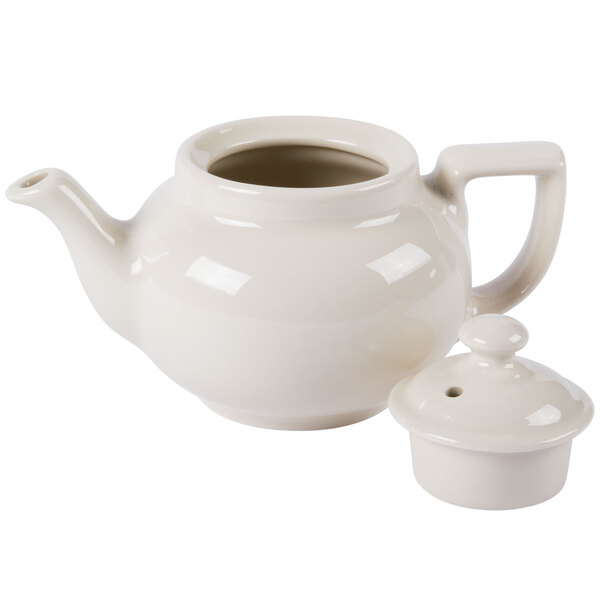 Hall China 210AWHA Ivory (American White) 10 oz. Boston Teapot - 12/Case