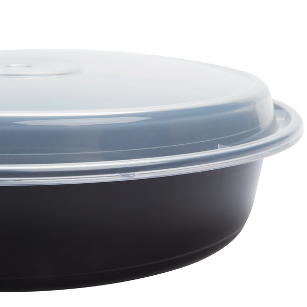 Pactiv Newspring NC-948-B 48 oz. Black 9" x 1 3/4" VERSAtainer Round ...