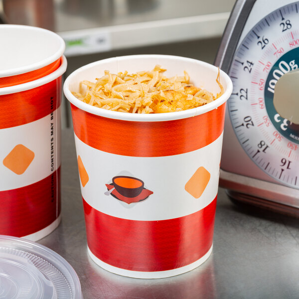 Choice 32 oz. Double Poly-Coated Paper Soup / Hot Food Cup with Vented ...