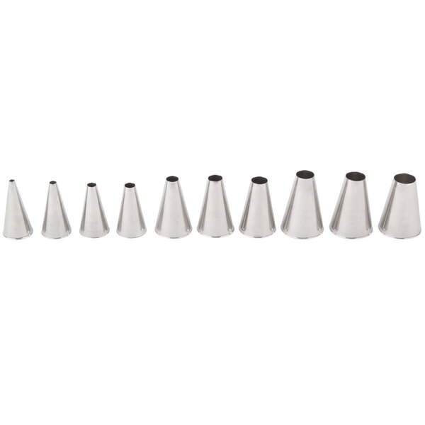 Ateco 810 10-Piece Stainless Steel Plain Piping Tip Decorating Set