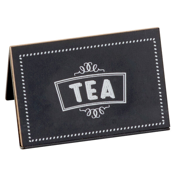 Cal-Mil 3047-4 Chalkboard Beverage Sign with "Tea" Print - 3" x 2" x 2"