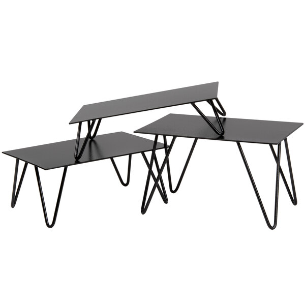 Cal-Mil SR630-13 Black V-Leg Rectangular 3 Piece Metal Riser Set