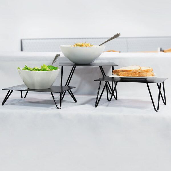 Cal-Mil SR630-13 Black V-Leg Rectangular 3 Piece Metal Riser Set