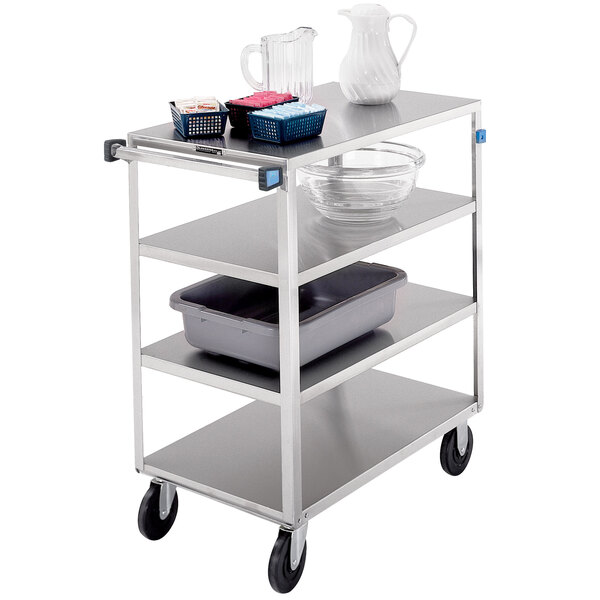 Lakeside 461 Medium-Duty Stainless Steel Four Shelf Utility Cart with 3 ...