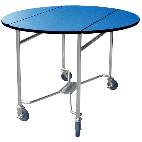 Lakeside 412BL Mobile Round Top Room Service Table with Royal Blue ...