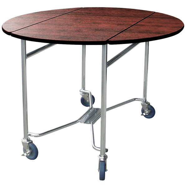 Lakeside 412RM Mobile Round Top Room Service Table with Red Maple ...
