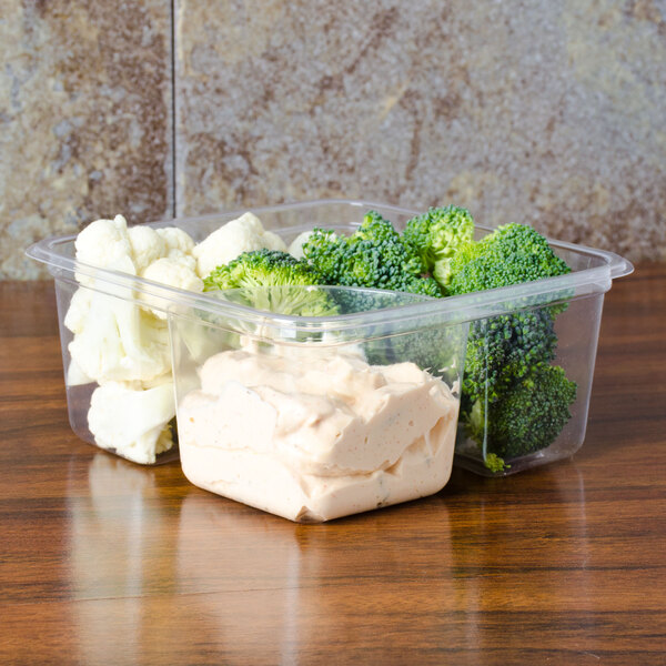 Fabri-Kal GS6-2 Greenware 2-Compartment Clear PLA Compostable Container ...