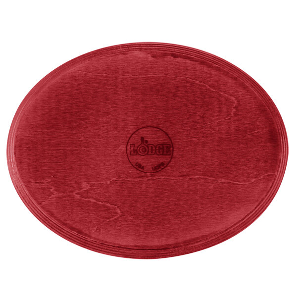 Lodge UOPB1 9" x 11 3/4" Oval Chili Pepper Red Wood Underliner