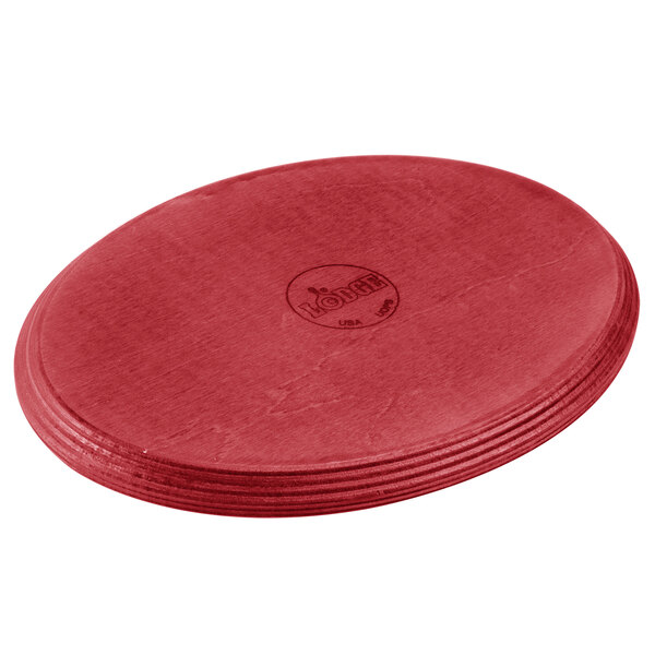 Lodge UOPB1 9" x 11 3/4" Oval Chili Pepper Red Wood Underliner