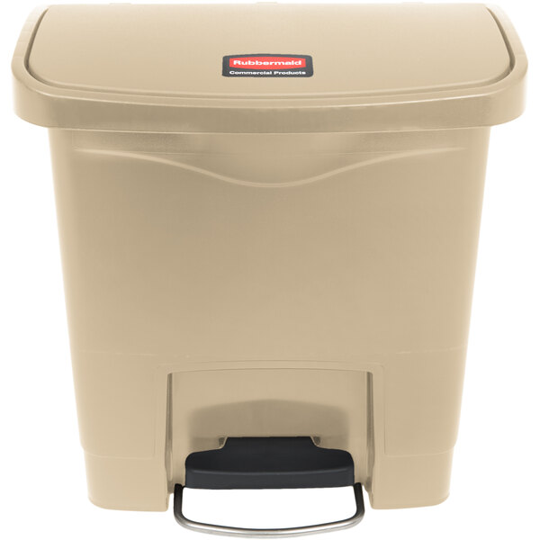 Rubbermaid 1883455 Slim Jim Resin Beige Rectangular Front Step-On Trash ...