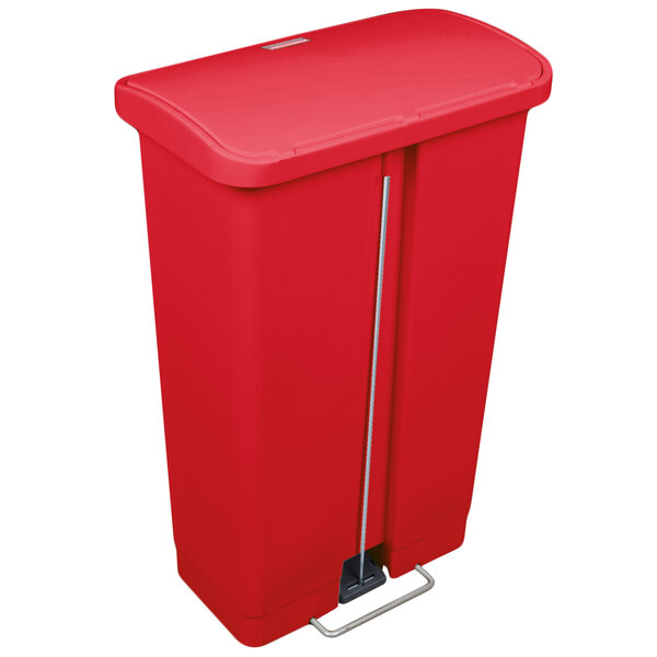 Rubbermaid 1883566 Slim Jim Resin Red Front Step-On Rectangular Trash ...