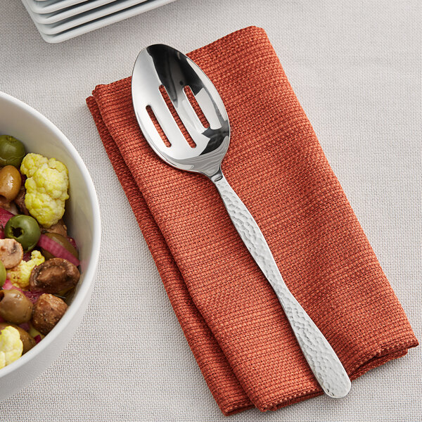 American Metalcraft HM10SL 10" Hammered Stainless Steel Slotted Spoon