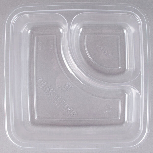 Fabri-Kal GS6-2 Greenware 2-Compartment Clear PLA Compostable Container ...