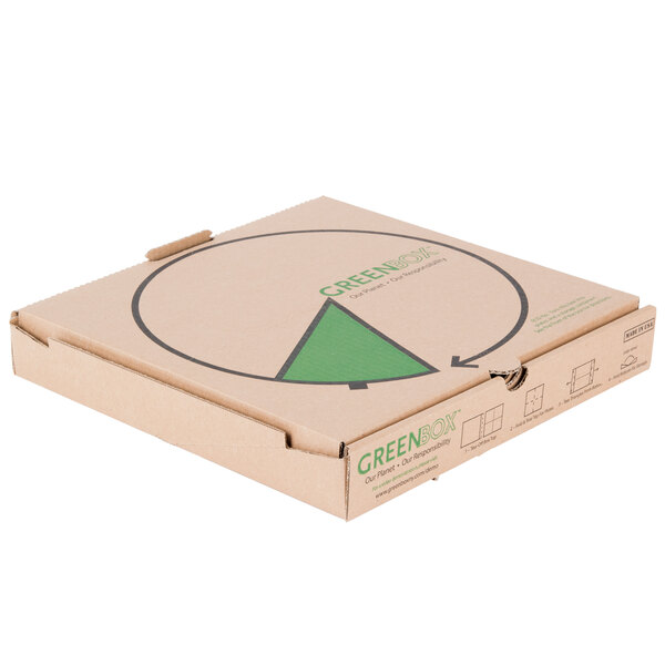 GreenBox 14" x 14" x 1 3/4" Corrugated Recycled Pizza Box with Built-In ...