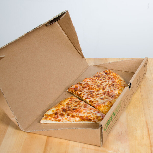 GreenBox 14" x 14" x 1 3/4" Corrugated Recycled Pizza Box with Built-In ...