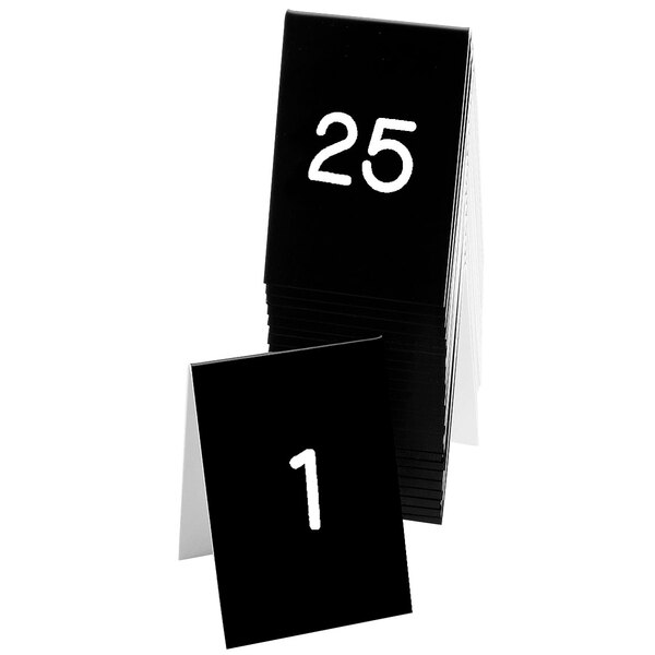 Cal-Mil 271A-2 3 1/2" x 5" Black Engraved Number Table Tents - 1 to 25