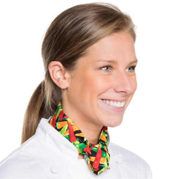 36" x 15" Multi Pepper Patterned Chef Neckerchief / Bandana