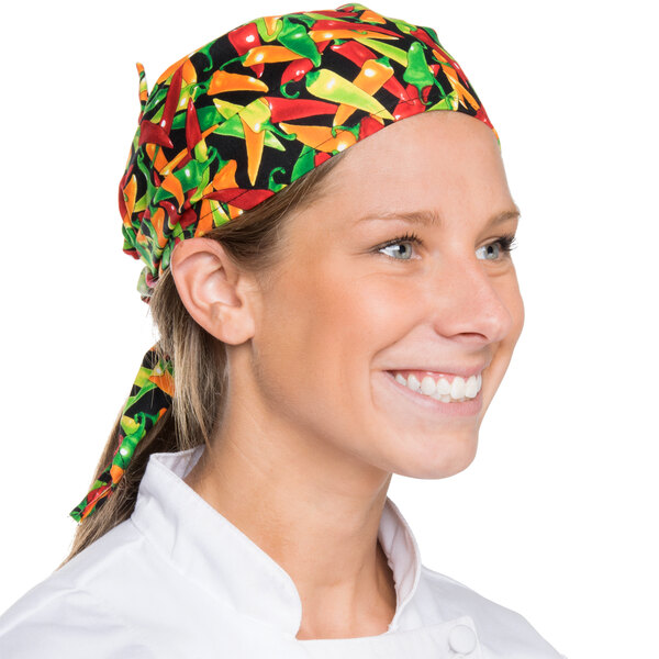 36" x 15" Multi Pepper Patterned Chef Neckerchief / Bandana