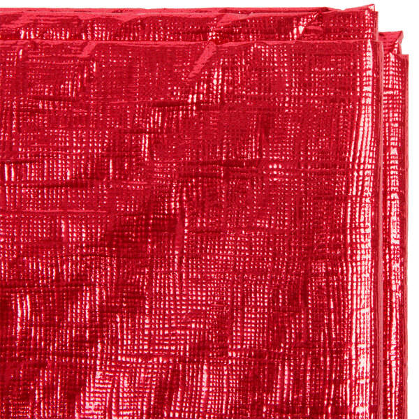 Creative Converting 38327 54" x 108" Red Metallic Plastic Table Cover ...