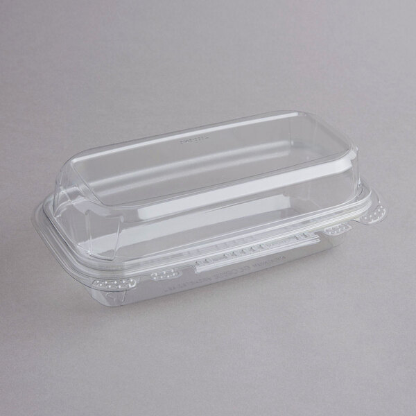9" x 5" x 3" Tamper-Evident, Tamper-Resistant Recycled PET Hoagie Clear ...