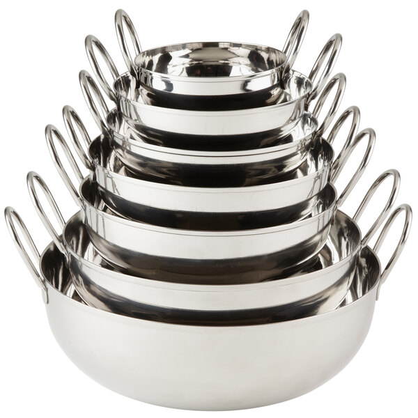 American Metalcraft BD45 16 oz. Stainless Steel Balti Dish - 5 1/8" x 1 ...