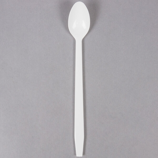 Choice 8" White Plastic Soda / Sundae Spoon - 1000/Case
