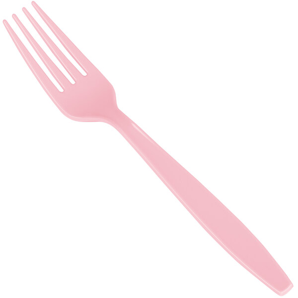 Creative Converting 010468B 7 1/8" Classic Pink Disposable Plastic Fork ...