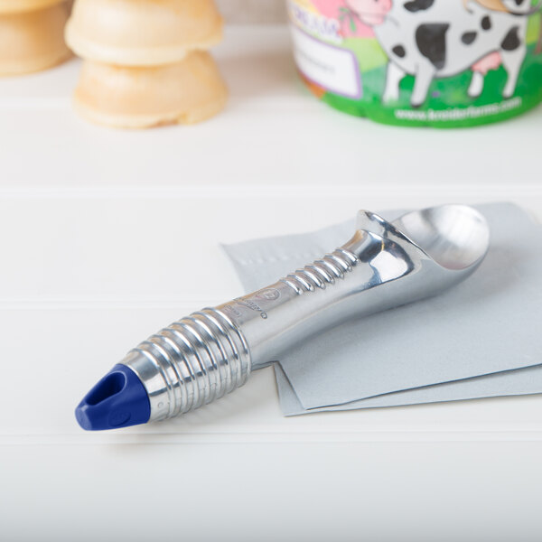 Vollrath 47275 #12 Aluminum Blue Ice Cream Scoop / Dipper - 3 oz.