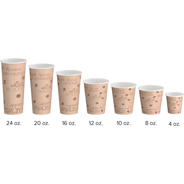 Choice 8 oz. Tall Cafe Print Poly Paper Hot Cup - 1,000/Case