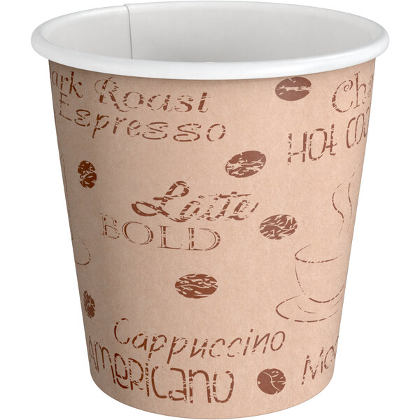 Choice 8 oz. Tall Cafe Print Poly Paper Hot Cup - 1,000/Case
