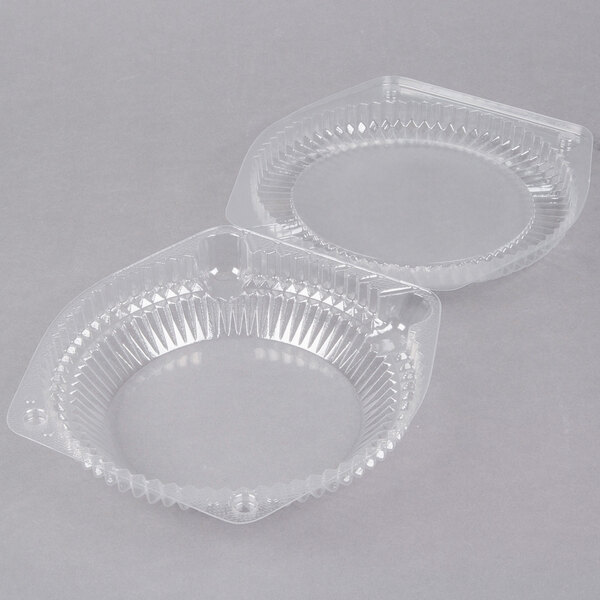 Polar Pak 6" Hinged Clear Pie Container with Low Dome Lid - 20/Pack