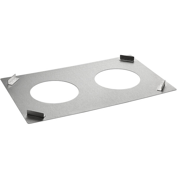 Nemco 66093 2 Hole Stainless Steel Steam Table Adapter Plate - 6 3/8"