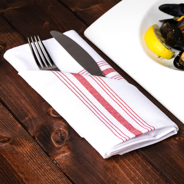 Snap Drape 53771822NH001 Red SoftWeave™ Bistro Striped Cloth Napkins ...