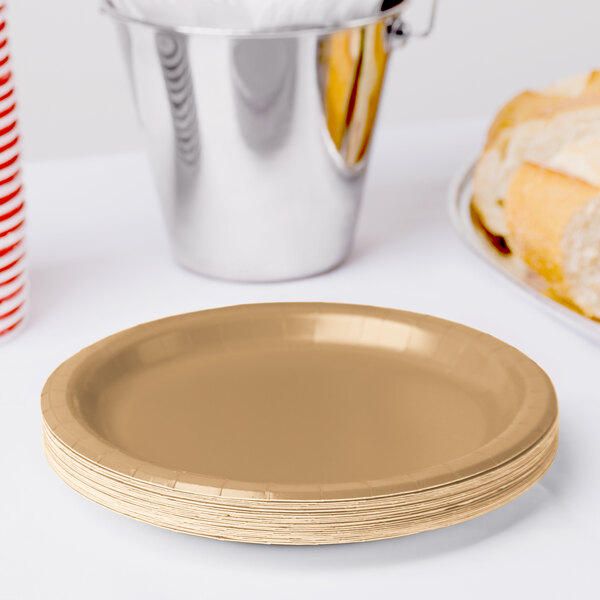 Creative Converting 79103B 7" Glittering Gold Paper Plate - 24/Pack