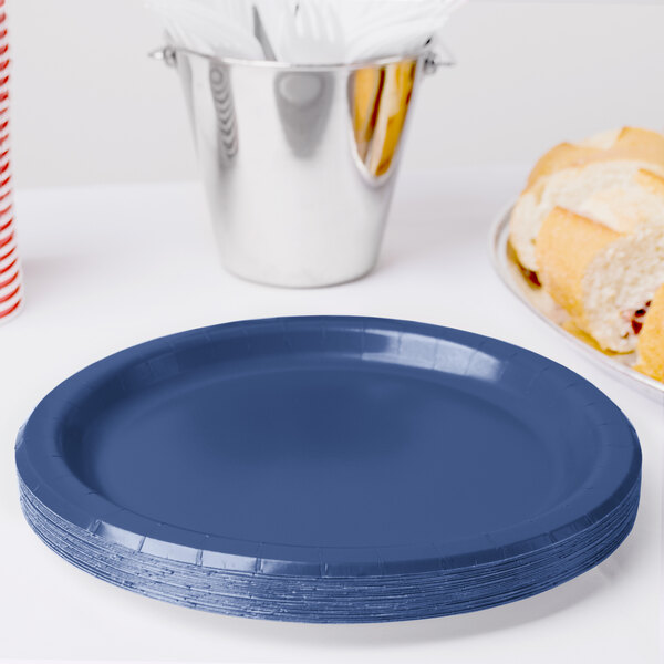 Creative Converting 471137B 9" Navy Blue Paper Plate - 24/Pack