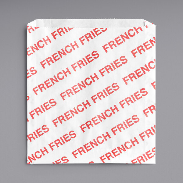 Carnival King 6" x 3/4" x 6 1/2" Extra Large Printed French Fry Bag ...