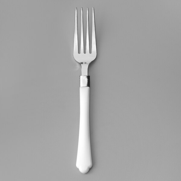 Visions 7" Heavy Weight Plastic Fork with White Handle - 20/Pack
