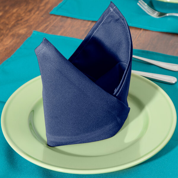 Intedge Royal Blue 100% Polyester Cloth Napkins, 18" x 18" - 12/Pack