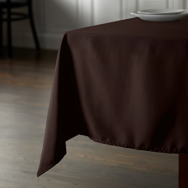 Intedge 45" x 45" Square Brown 100% Polyester Hemmed Cloth Table Cover