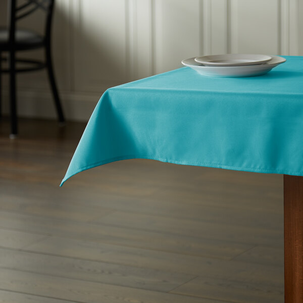 Intedge 36" x 36" Square Teal 100% Polyester Hemmed Cloth Table Cover